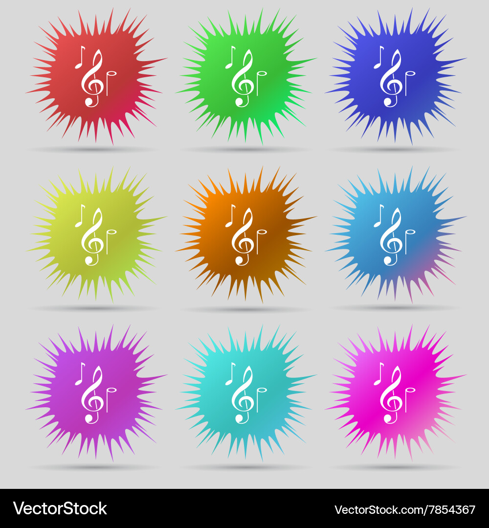 Musical notes icon sign a set of nine original Vector Image