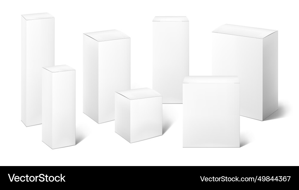 Paper box mockup realistic blank 3d carton Vector Image