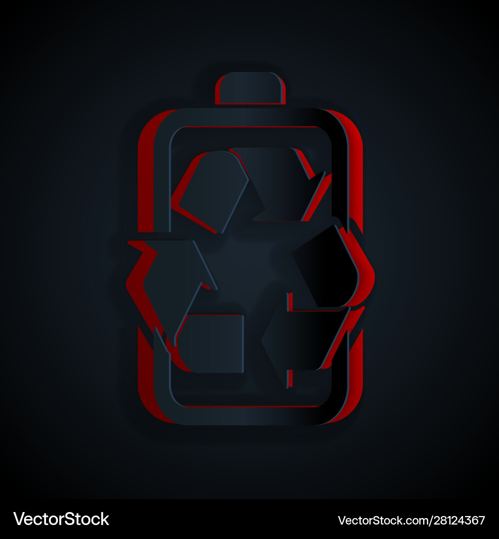 Paper cut battery with recycle symbol line icon Vector Image