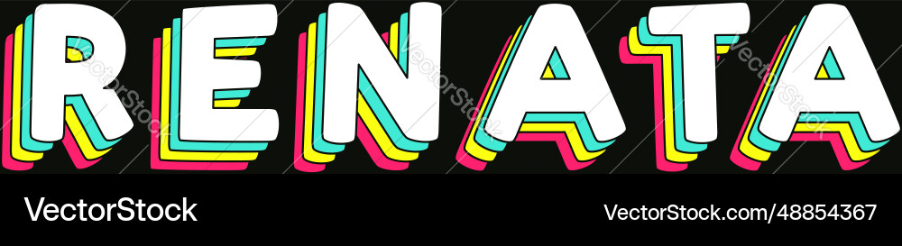Renata - retro rainbow typography faded style Vector Image