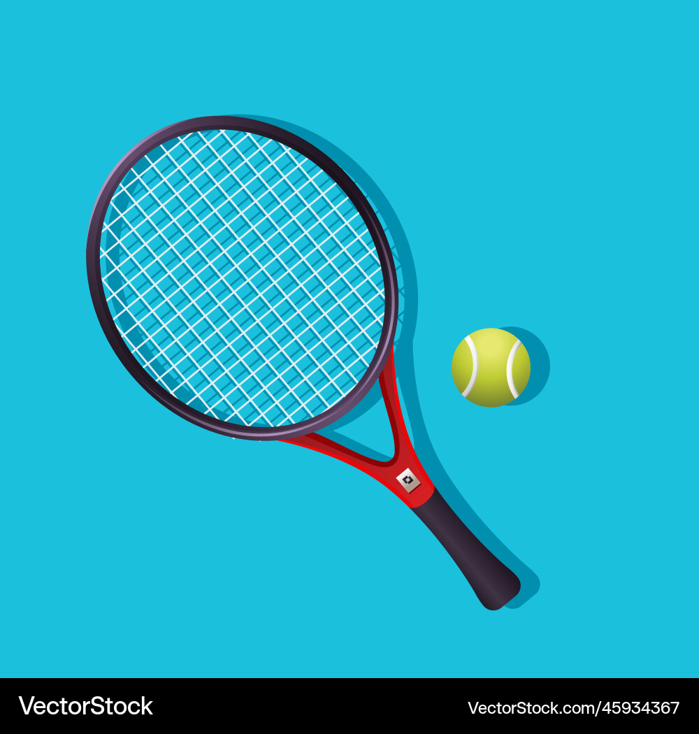 Tennis rackets and ball isolated Royalty Free Vector Image