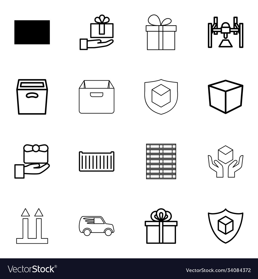 16 parcel icons Royalty Free Vector Image - VectorStock