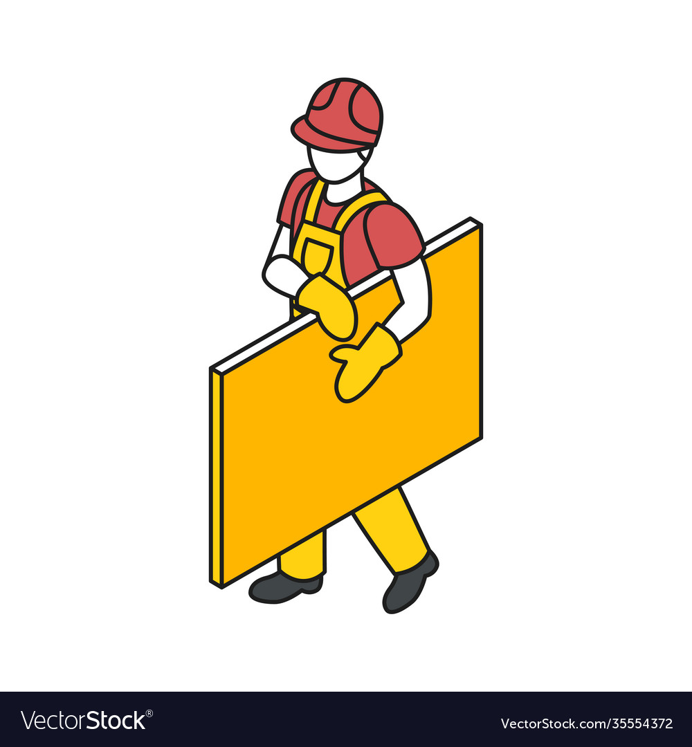 Builder engineer isometric composition Royalty Free Vector