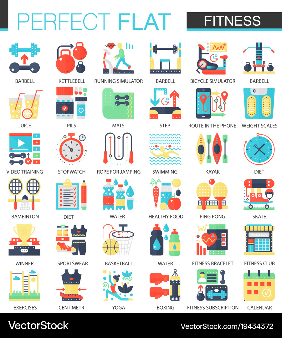 Fitness and sport complex flat icon concept Vector Image