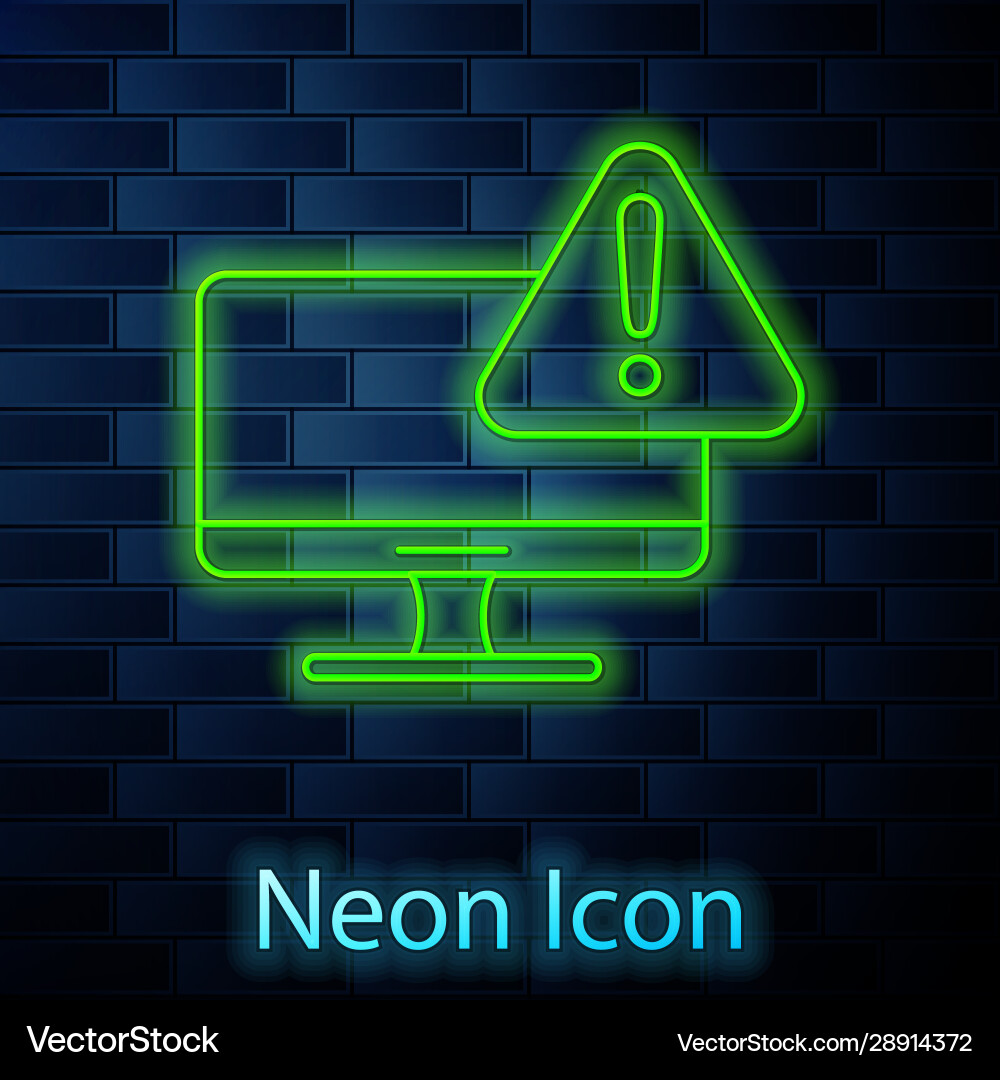 Glowing neon line computer monitor Royalty Free Vector Image