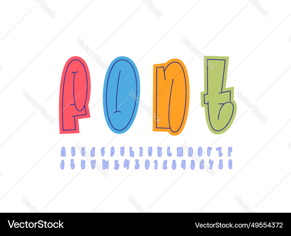 Graffiti long font comic alphabet in the street Vector Image