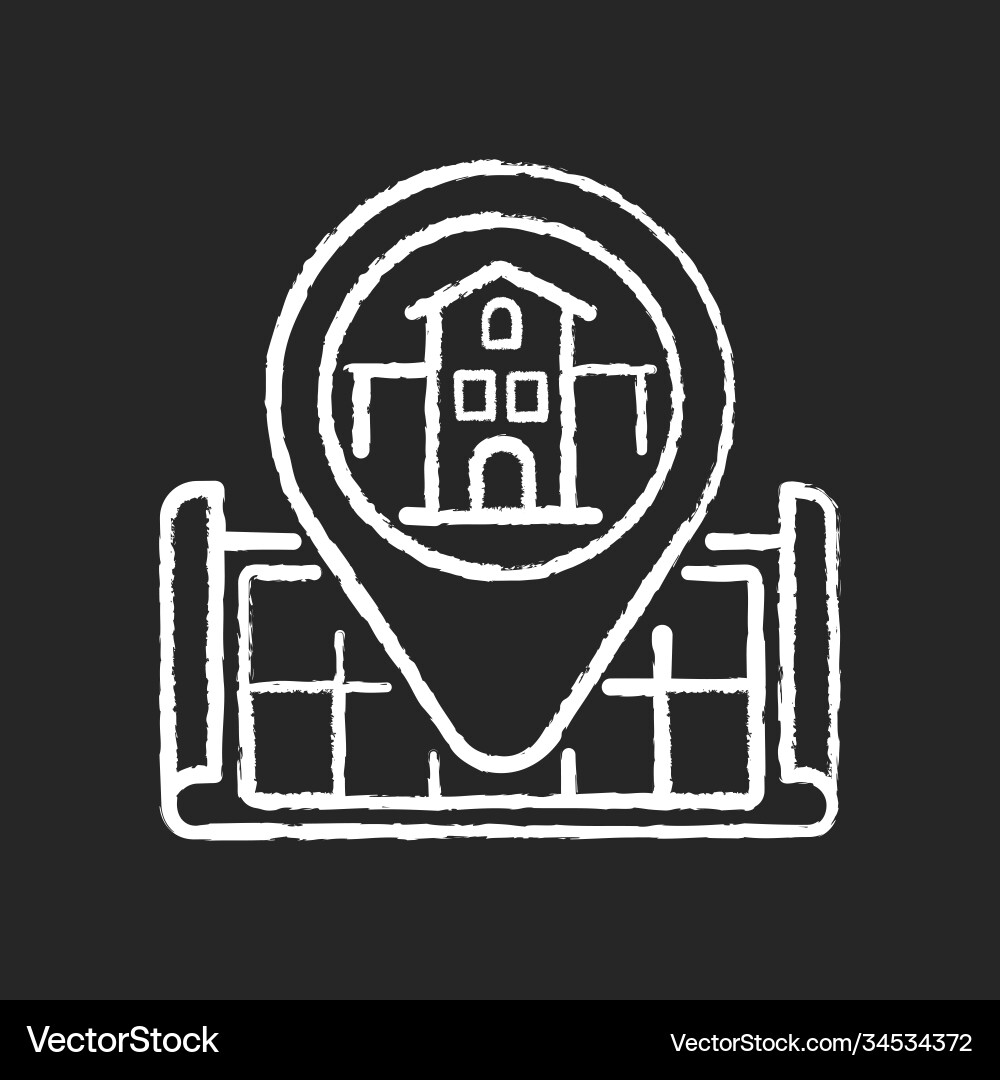 House location chalk white icon on black Vector Image