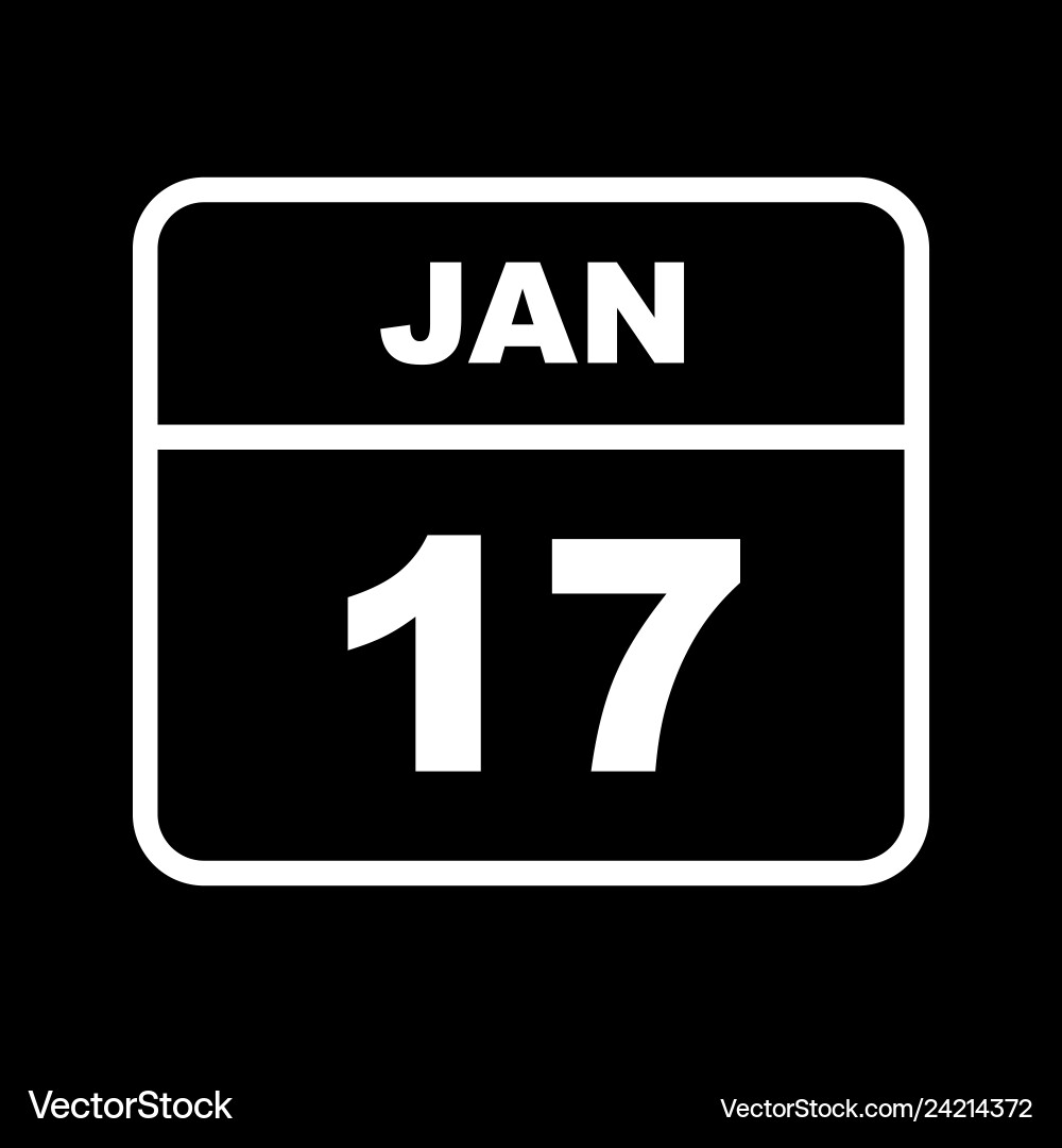 January 17th date on a single day calendar Vector Image