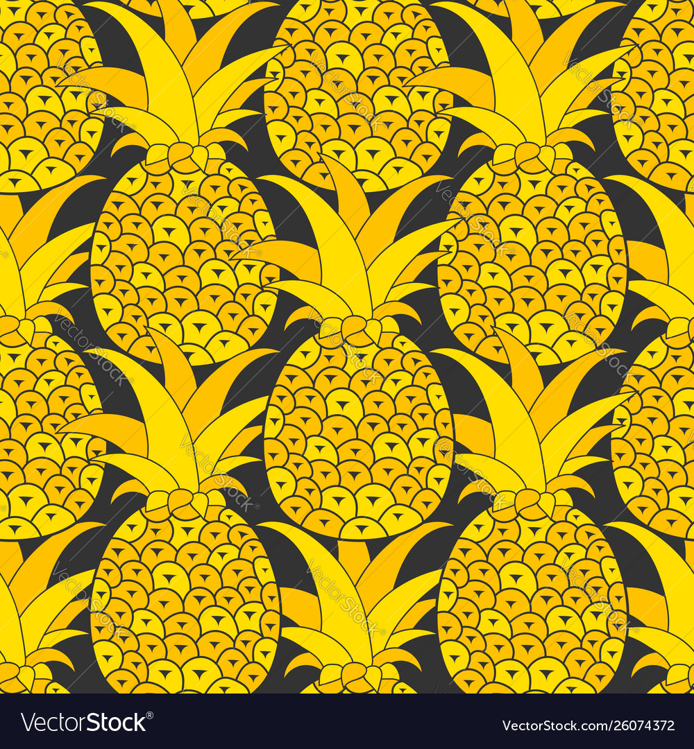 Pineapples seamless pattern tropical background Vector Image