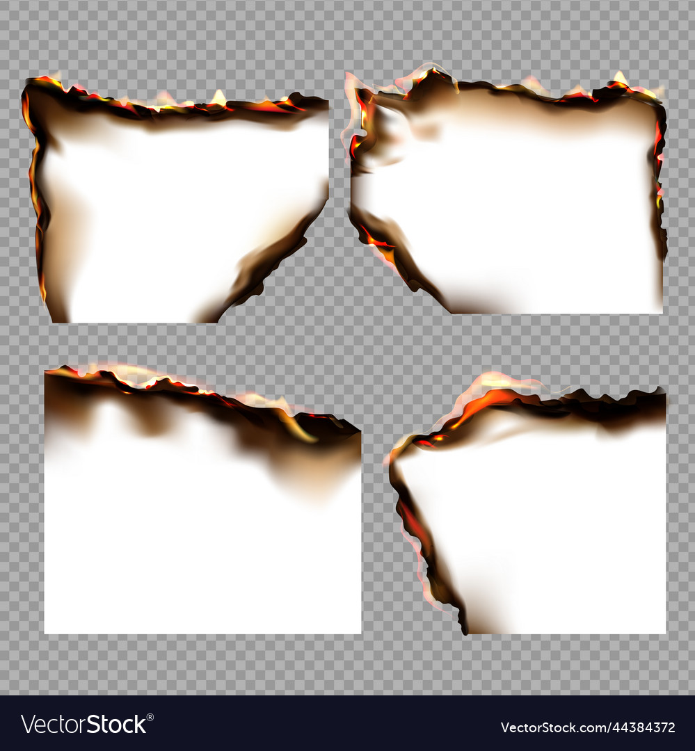 Realistic burnt papers icon set Royalty Free Vector Image