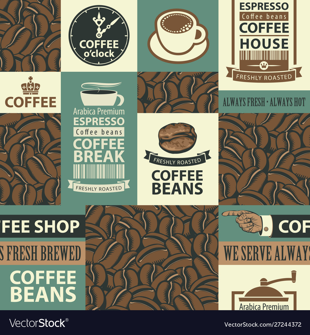 Seamless pattern on coffee theme Royalty Free Vector Image