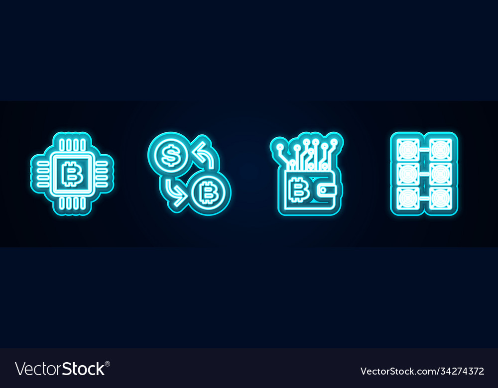 Set line cpu mining farm cryptocurrency exchange Vector Image