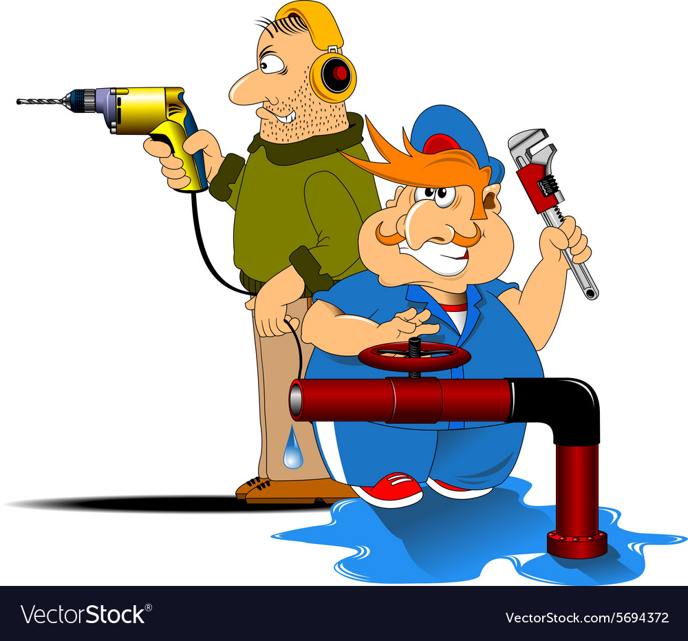 Two plumbers Royalty Free Vector Image - VectorStock