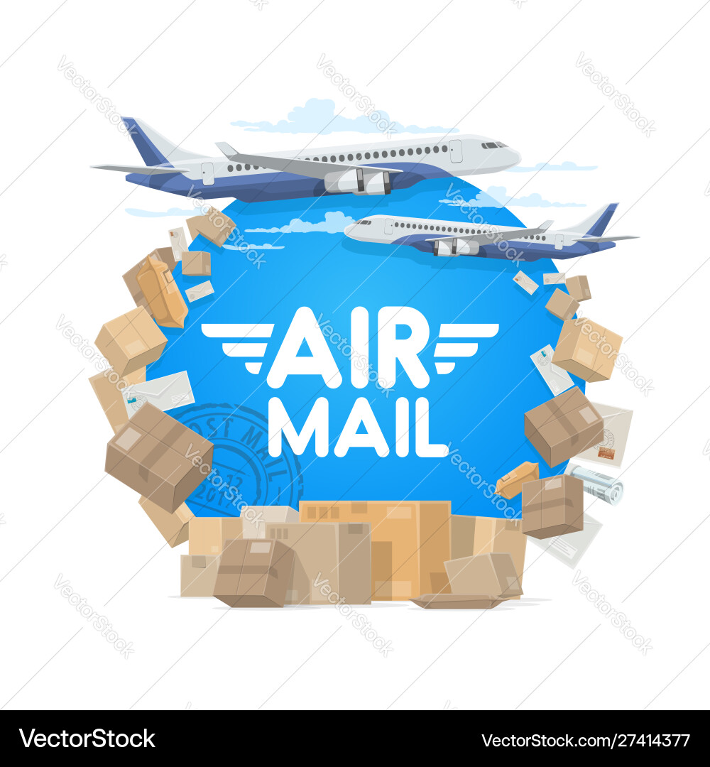 Air mail and shipping parcels letters Royalty Free Vector