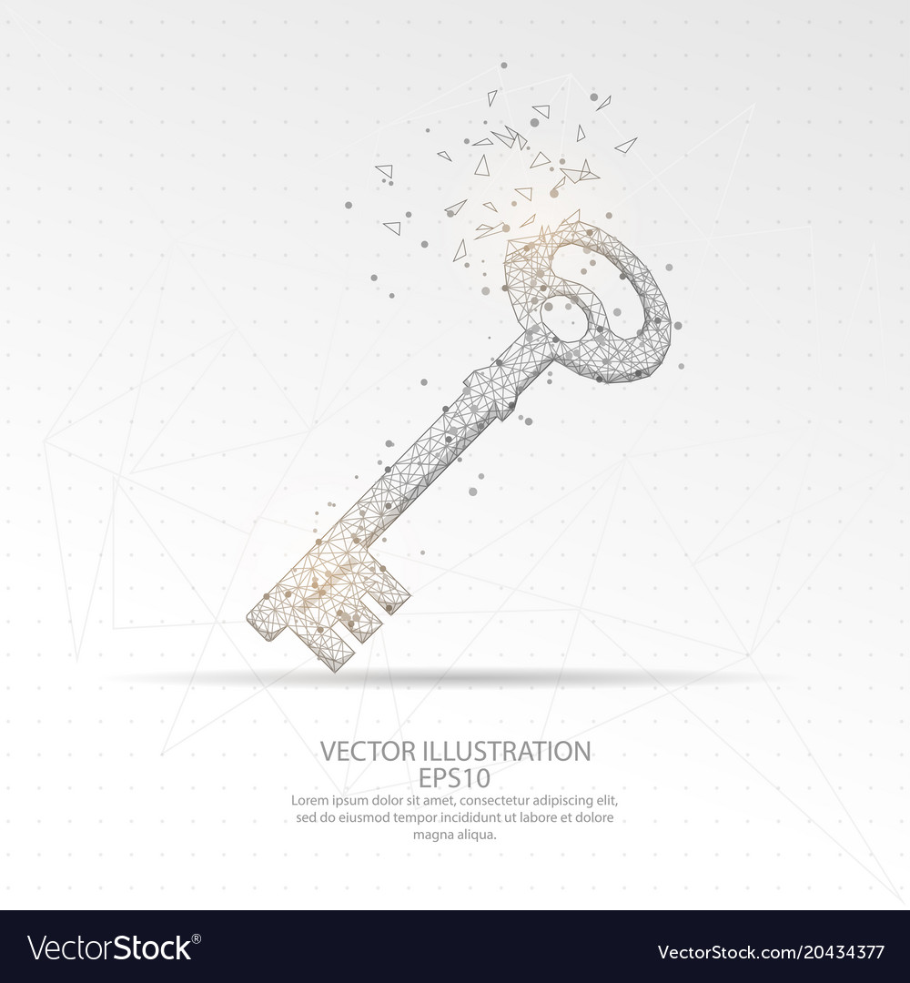 Digitally Drawn Key Low Poly Wire Frame Royalty Free Vector