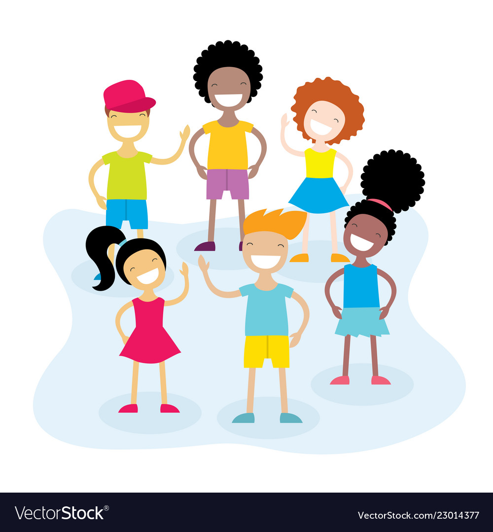 Group of happy children smiling on white Vector Image
