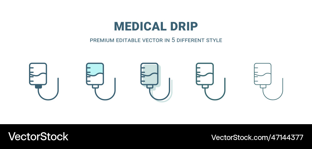 Medical drip icon in 5 different style outline Vector Image