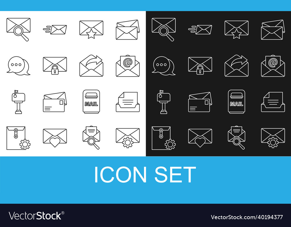 Set line envelope setting drawer with document Vector Image Set line envelope setting drawer with document Vector Image