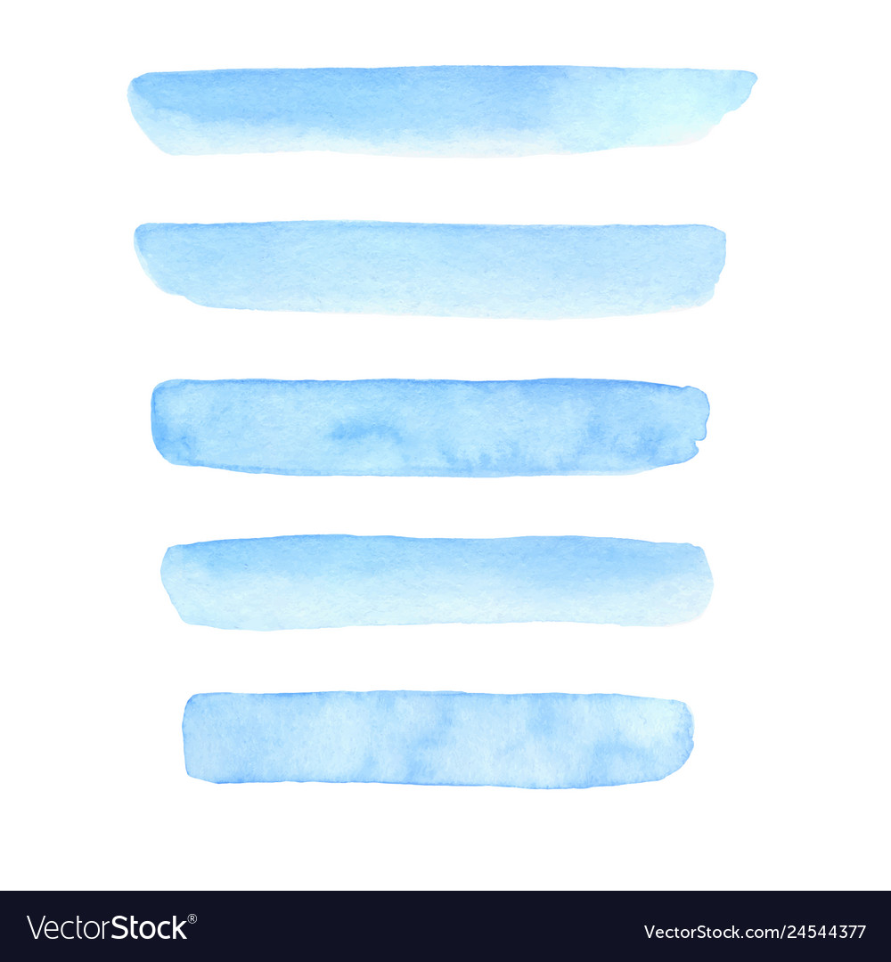Set of hand painted blue watercolor brush stroke Vector Image