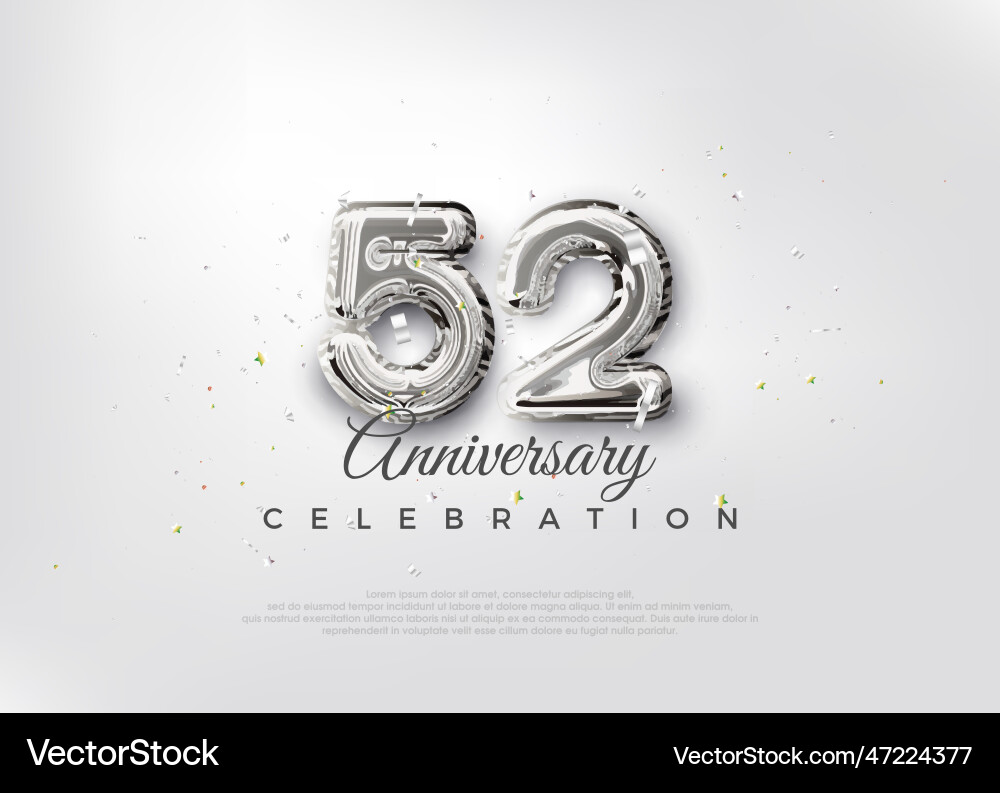 Silver balloon number premium 52nd anniversary Vector Image