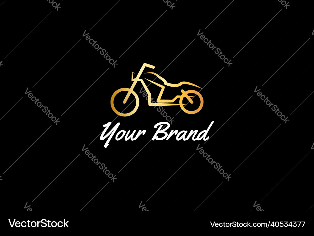 Simple minimalist golden motorcycle line Vector Image