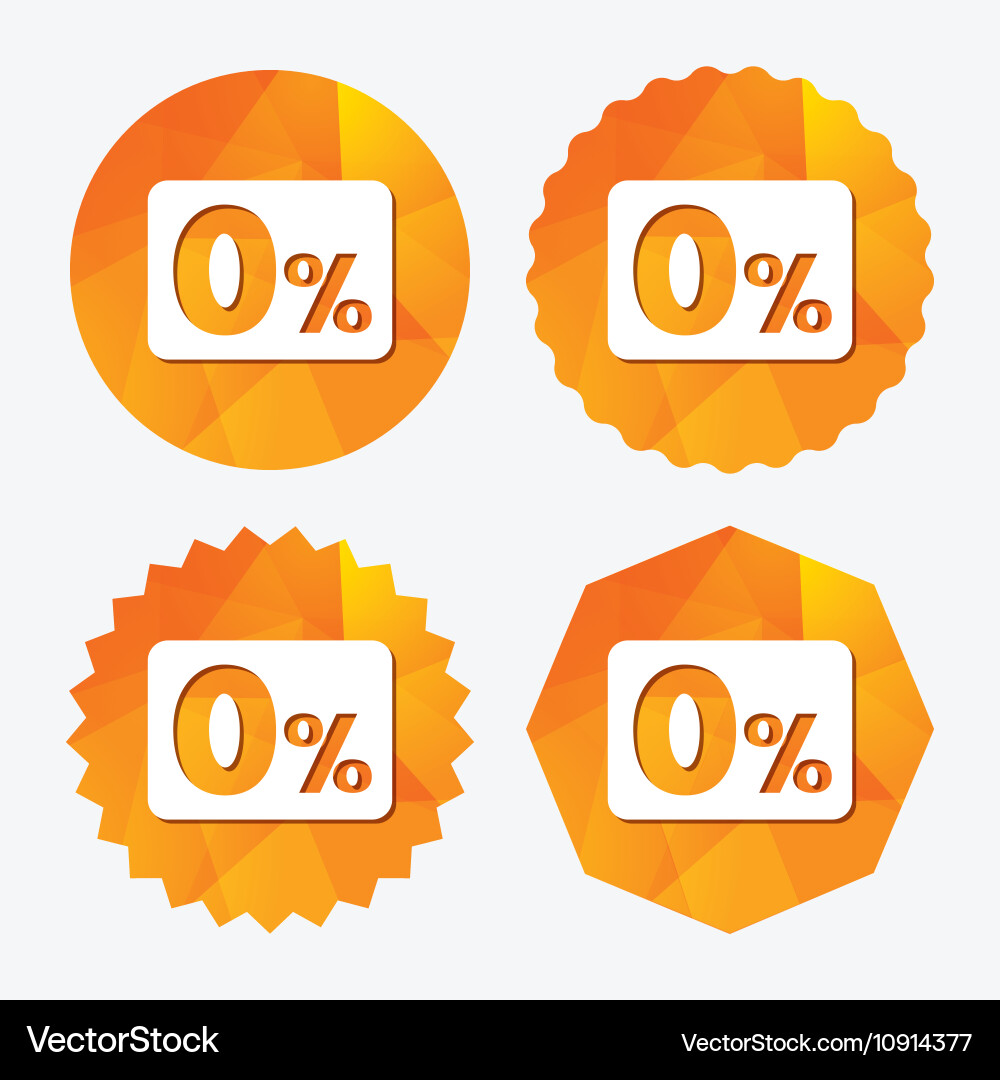 Zero percent sign icon credit symbol Royalty Free Vector