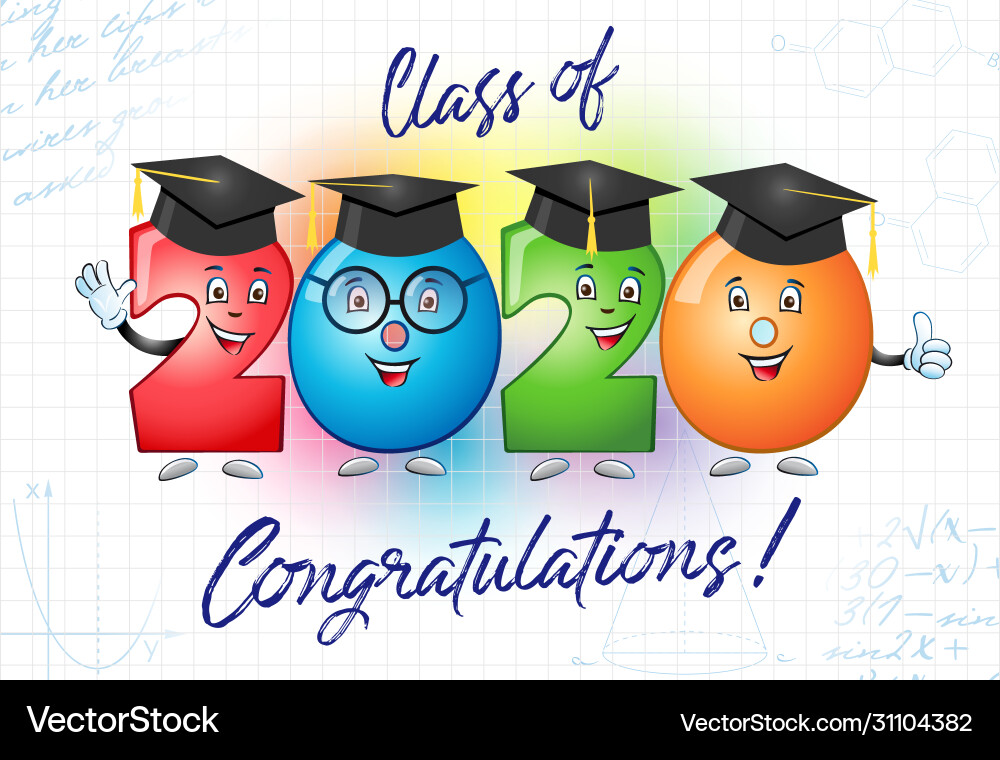 2020 graduate character 3d paper Royalty Free Vector Image