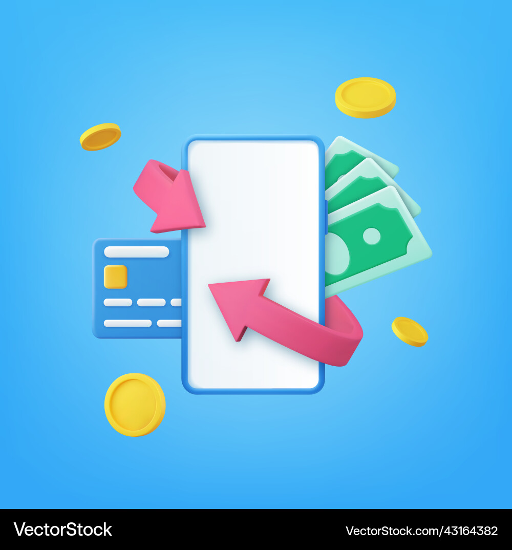 3d cashback and money refund icon Royalty Free Vector Image