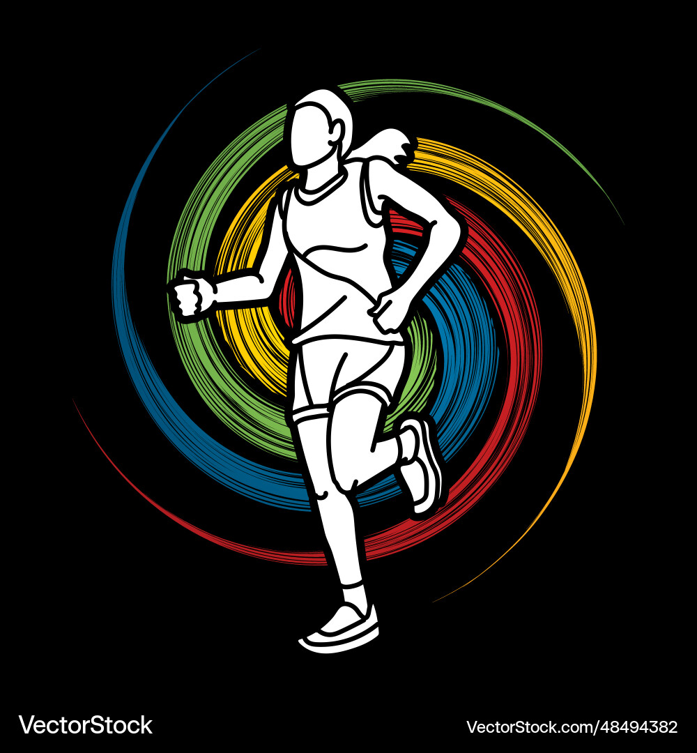 A woman start running action marathon runner Vector Image
