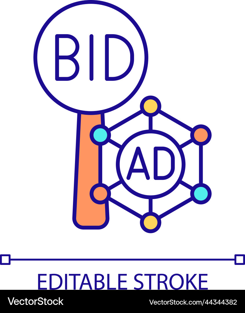 Ad bidding rgb color icon Royalty Free Vector Image
