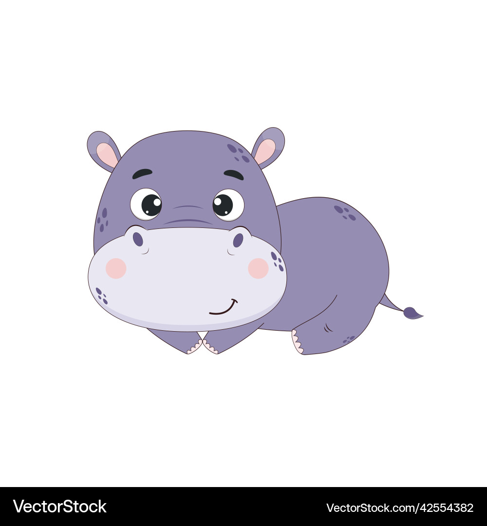 Cute cartoon hippo on a white background Vector Image
