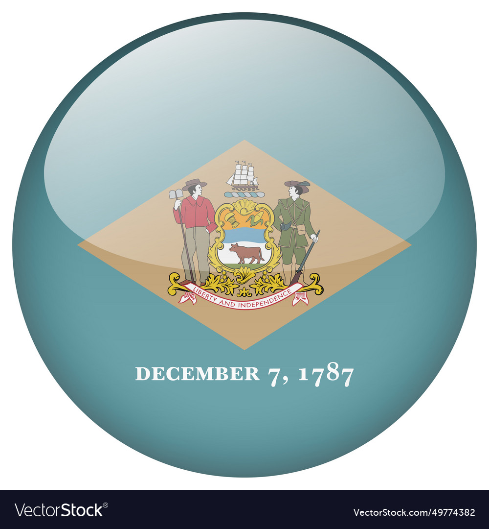 Delaware flag button Royalty Free Vector Image