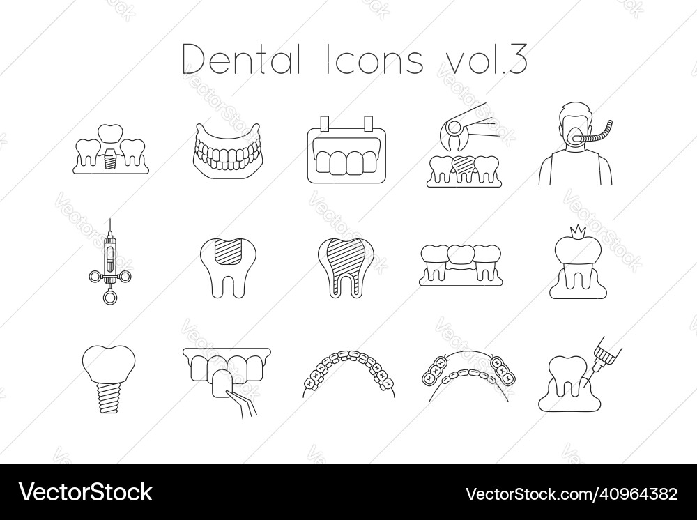 Dental clinic services icons implants surgery Vector Image