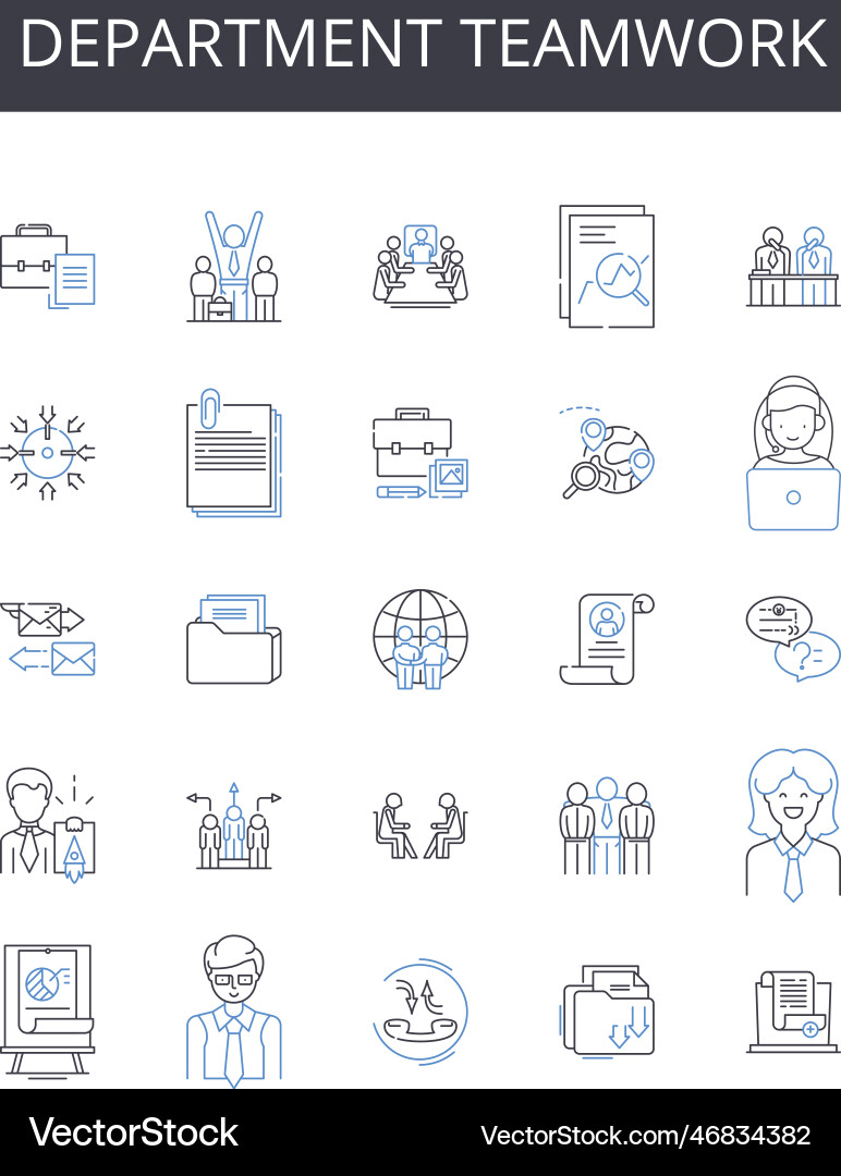 Department teamwork line icons collection Vector Image