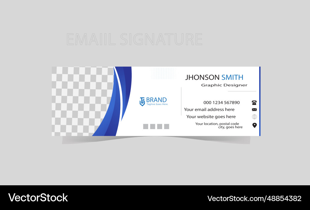 Email signature layout with blue accents Vector Image