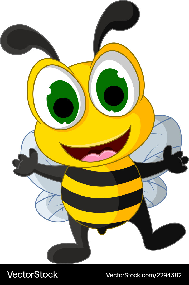 Happy little bee cartoon Royalty Free Vector Image