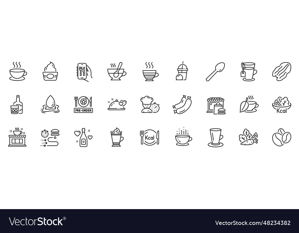 Icons pack as restaurant app coffee beans Vector Image