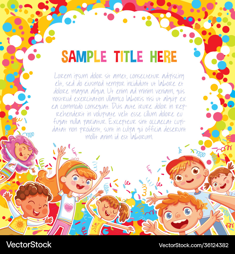 Kids have fun jumping and dancing on confetti Vector Image