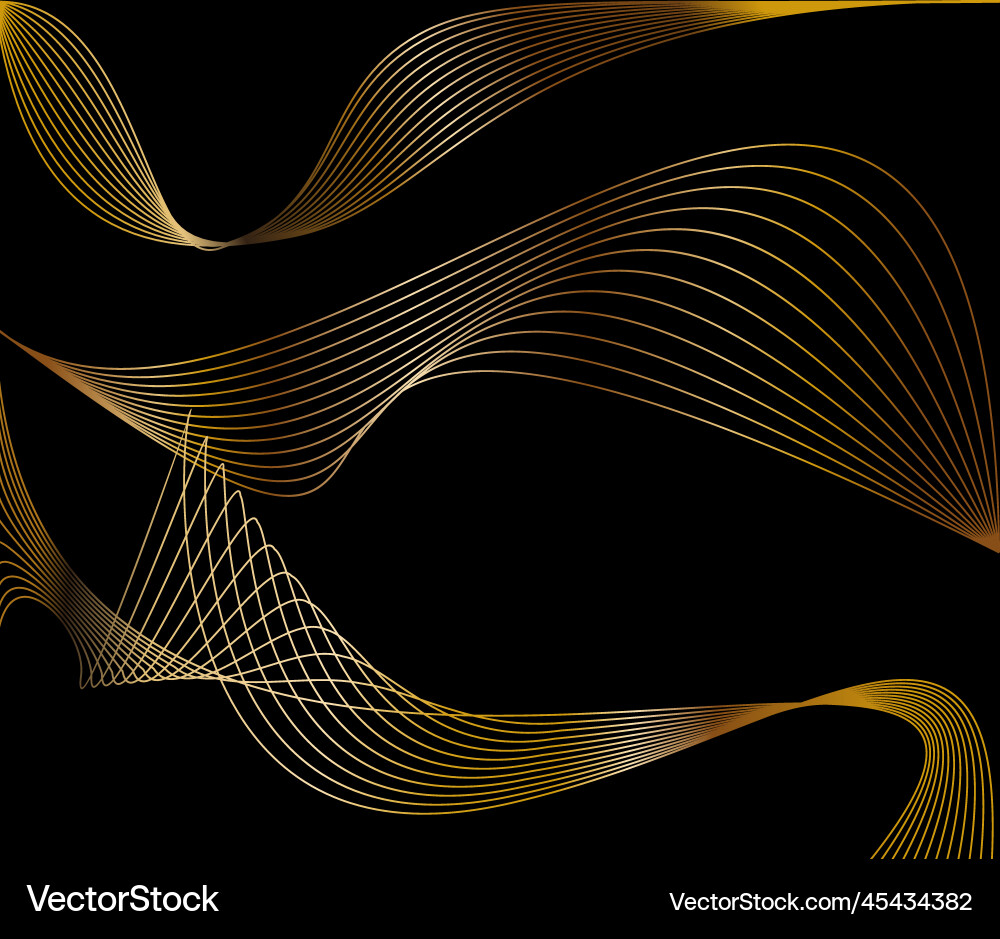 Luxury lines waves golden flowing Royalty Free Vector Image