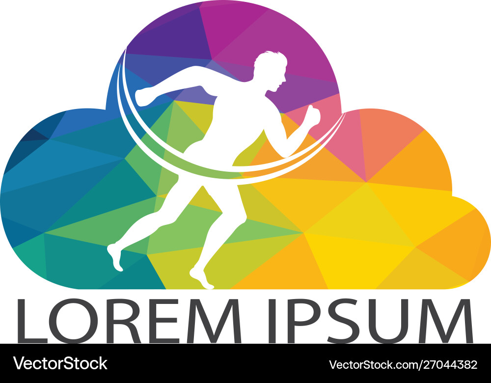 Man running cloud logo Royalty Free Vector Image