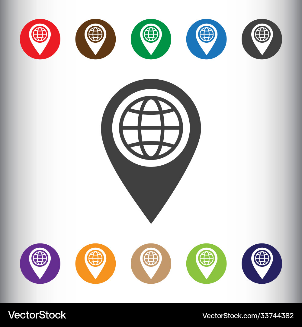 Place pin globe icon sign icon pin globe Vector Image