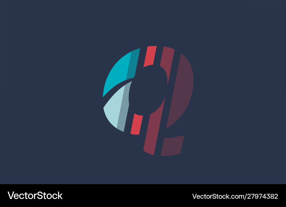 Q alphabet letter blue red logo icon design Vector Image