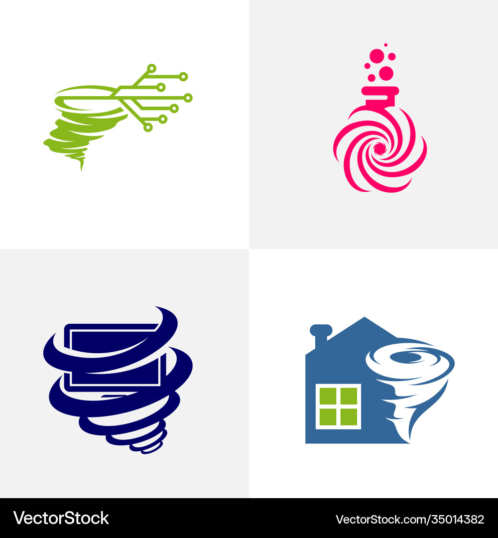 Set tornado logo template creative twister Vector Image
