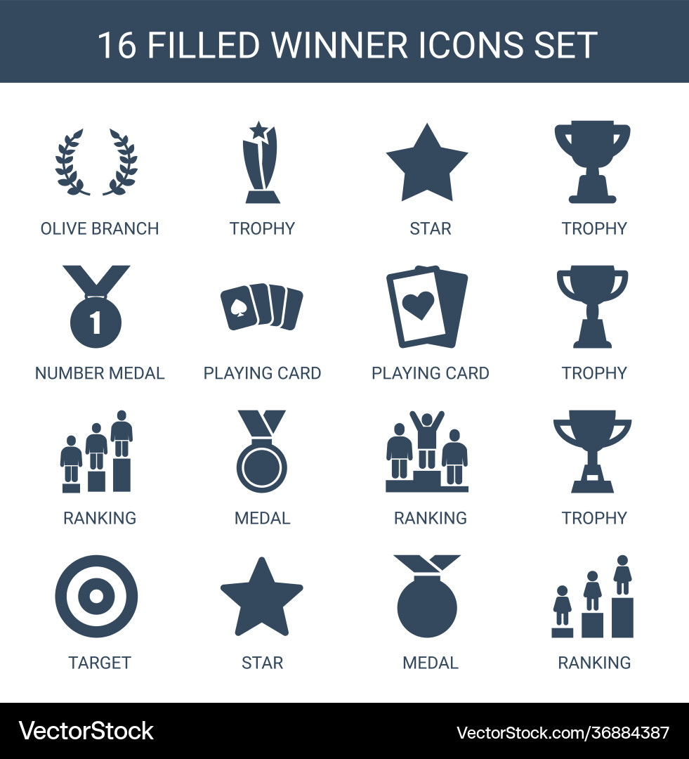 16 winner icons Royalty Free Vector Image - VectorStock