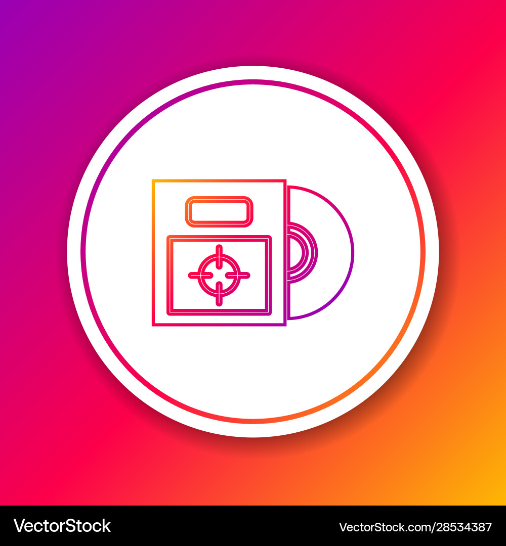 Color line cd or dvd disk in box icon isolated Vector Image