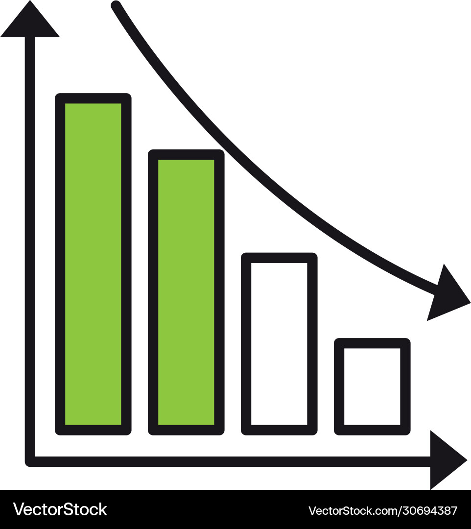 Descending graphic bar chart icon half color Vector Image
