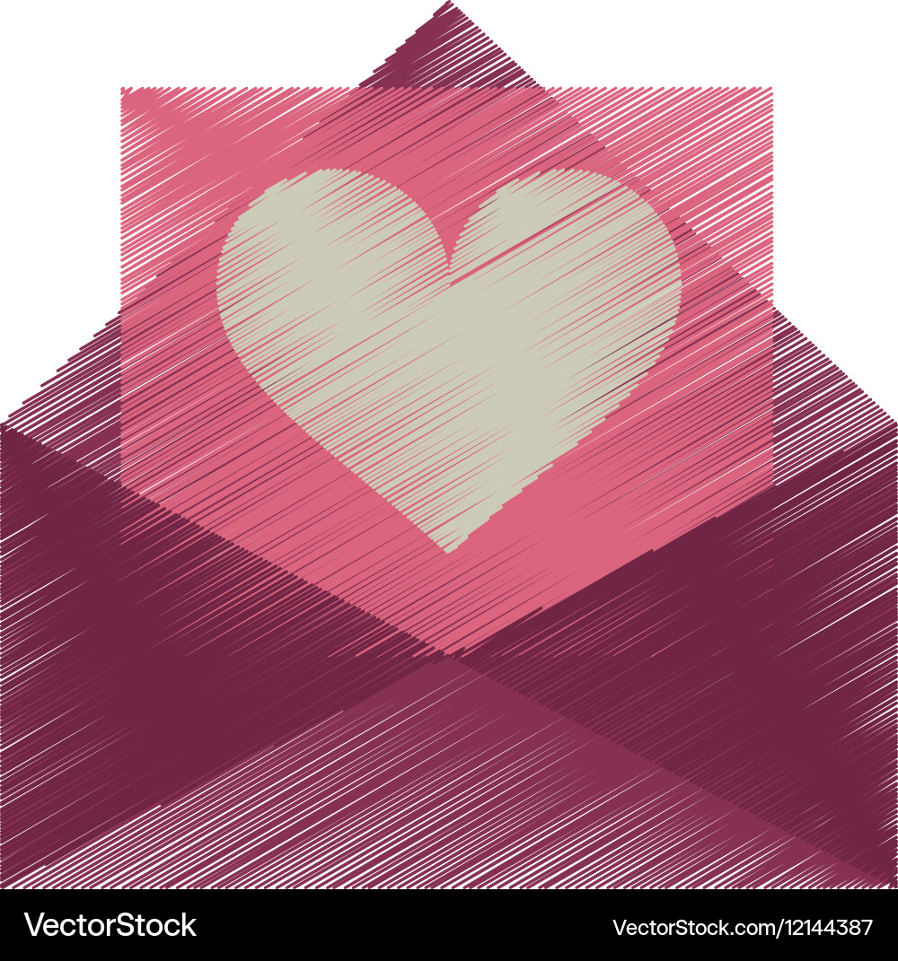 Drawing pink envelope with valentine heart Vector Image