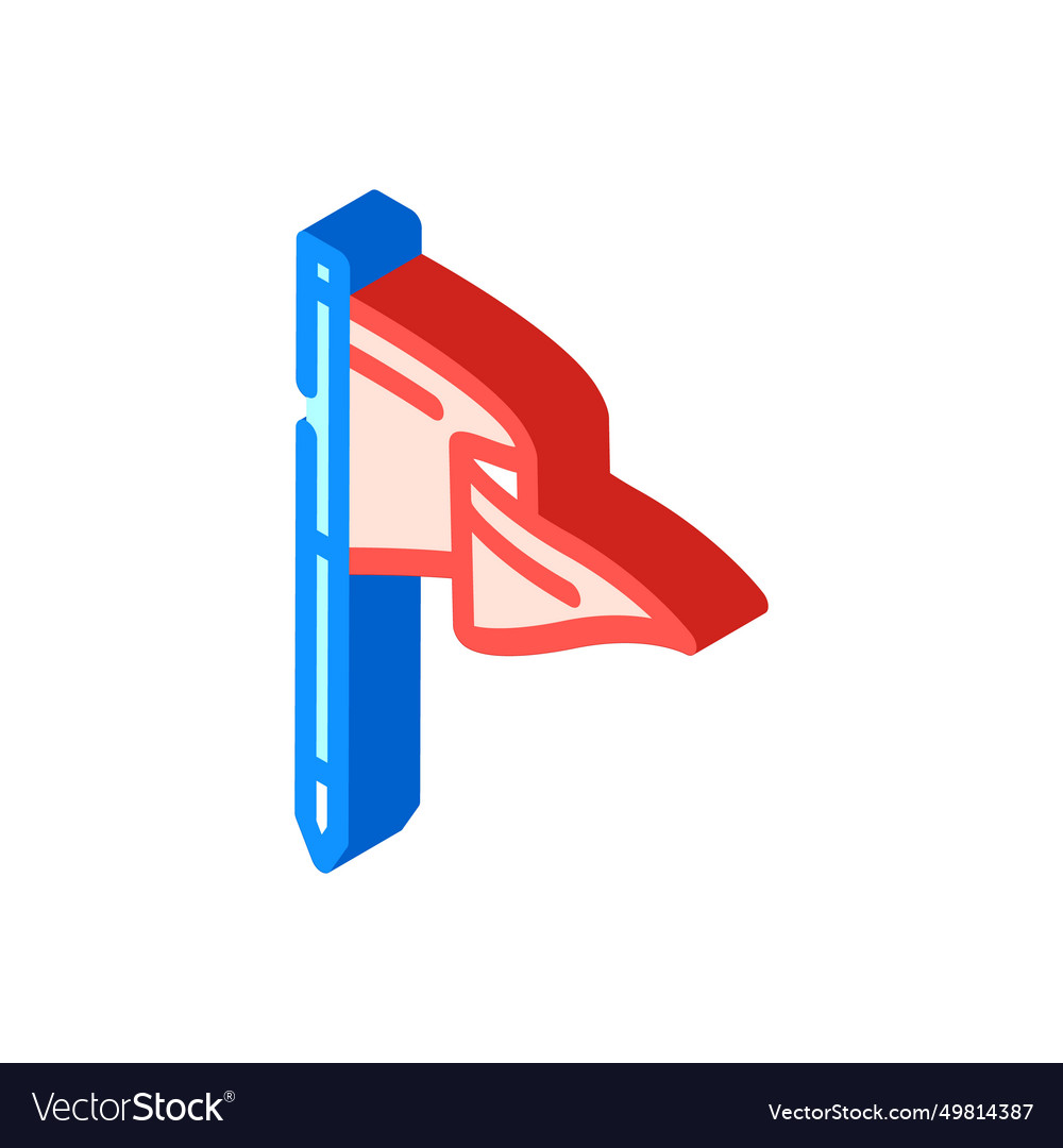 Flag pointer map location isometric icon Vector Image