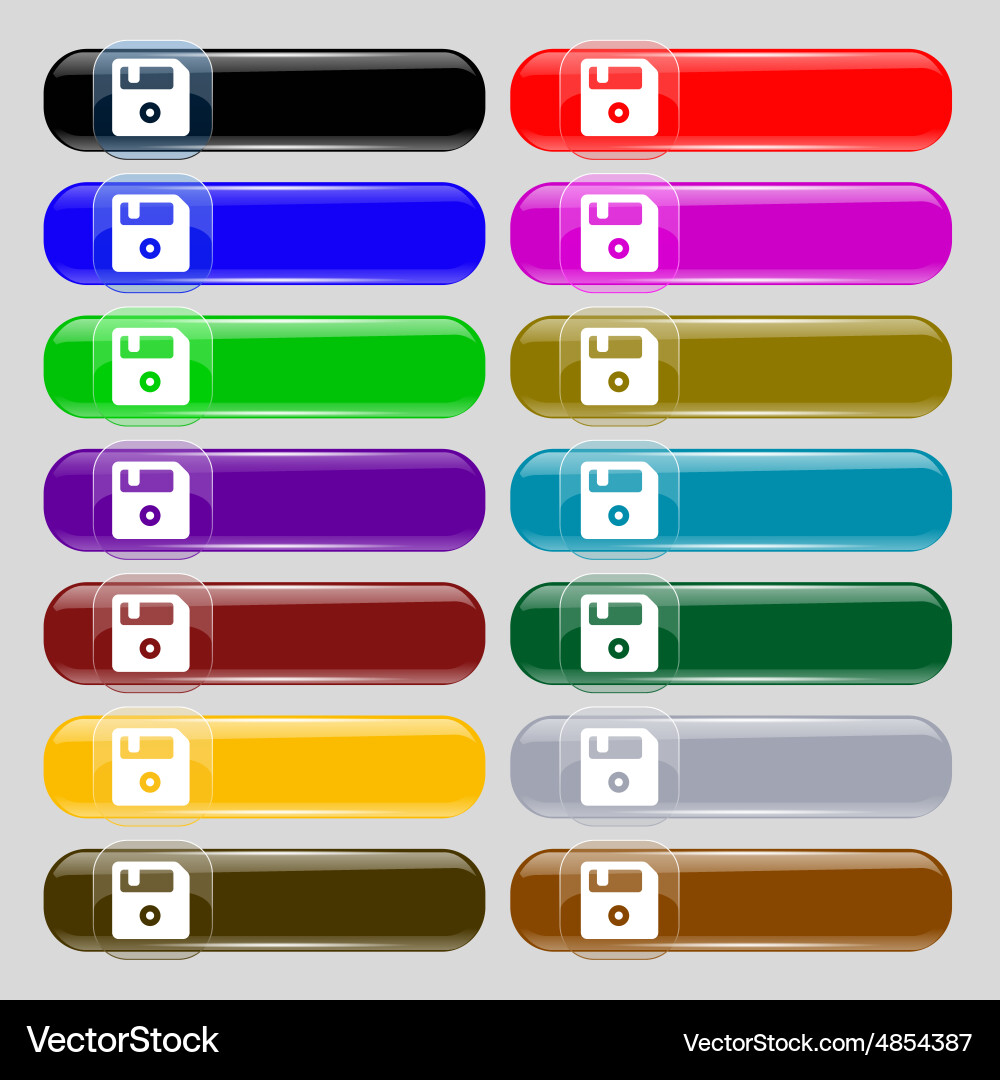 Floppy icon sign set from fourteen multi-colored Vector Image