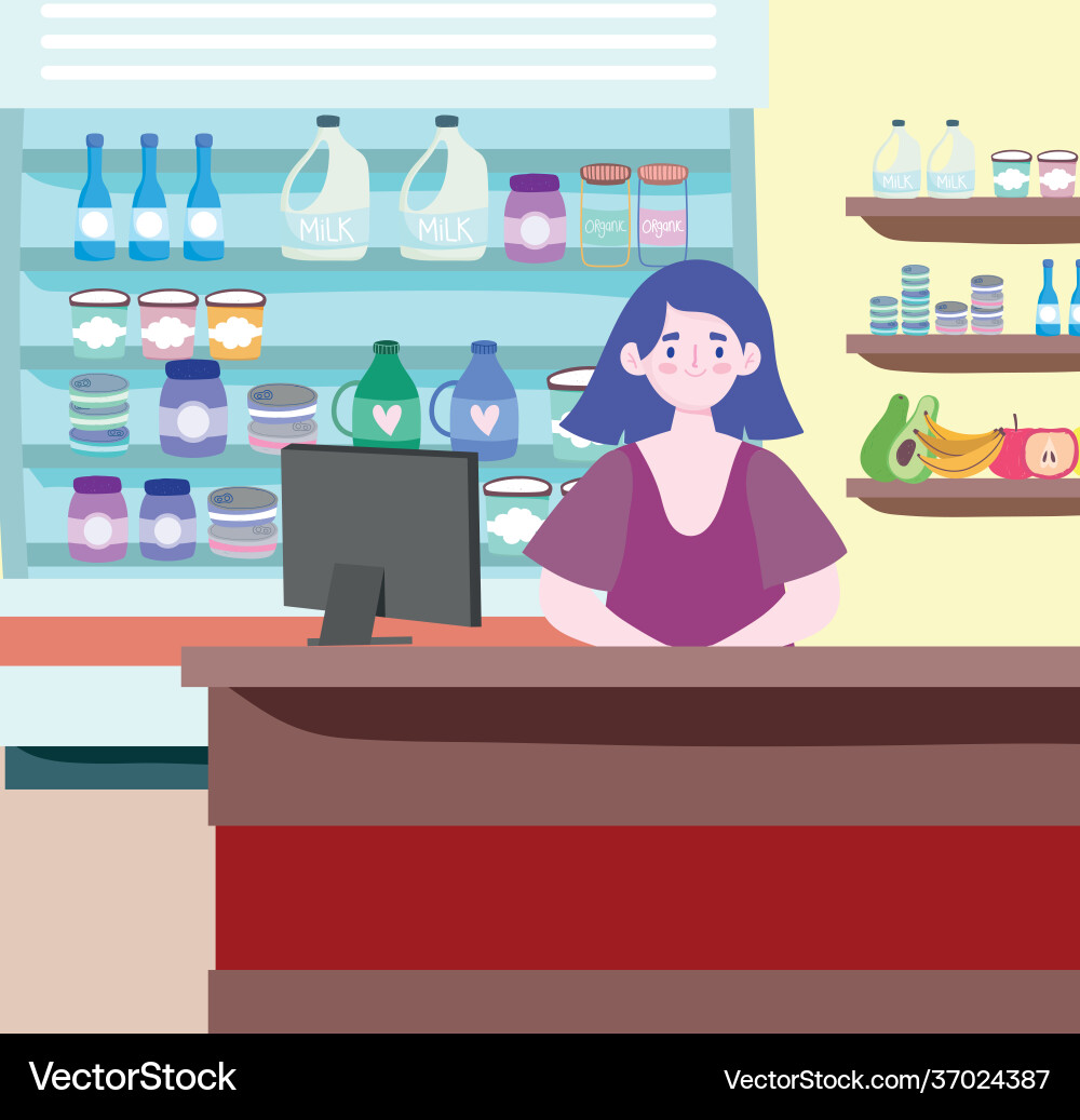 Grocery shop employee Royalty Free Vector Image